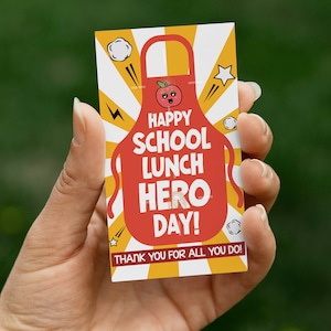 School Lunch Hero Day Tag, Lunch Hero Gift Tags Printable, School Lunch ...