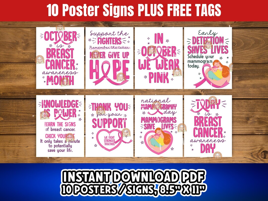 Breast Cancer Awareness Month Sign Printable, Breast Cancer Support ...
