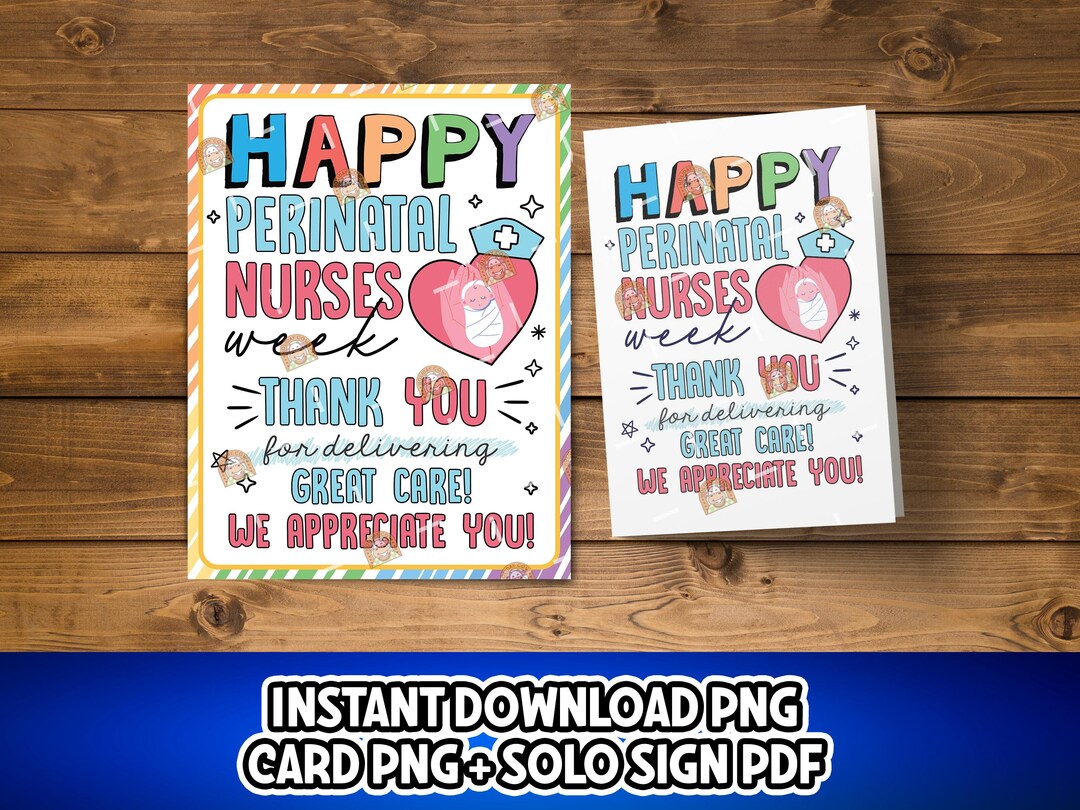 Perinatal Nurses Week Card Printable, Thank You Perinatal Nurse ...