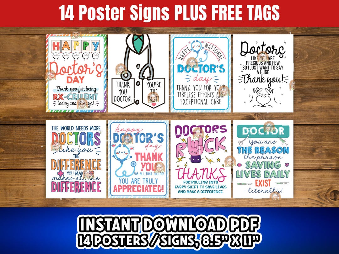 Doctor's Day Signs Printable, Doctors Day Gifts, Doctors Day Posters ...