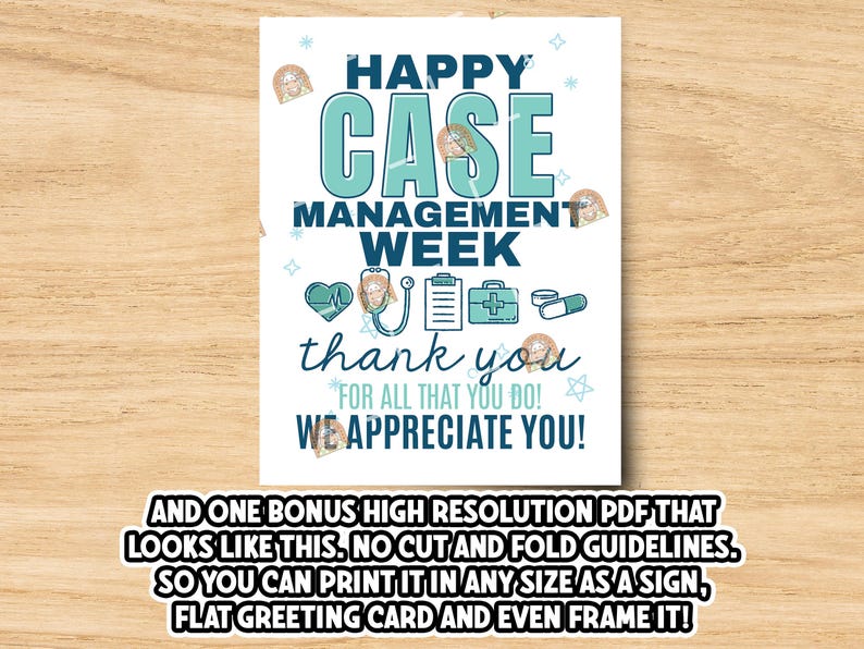 Case Management Week Sign Printable, Case Manager Gift, Thank You Case ...