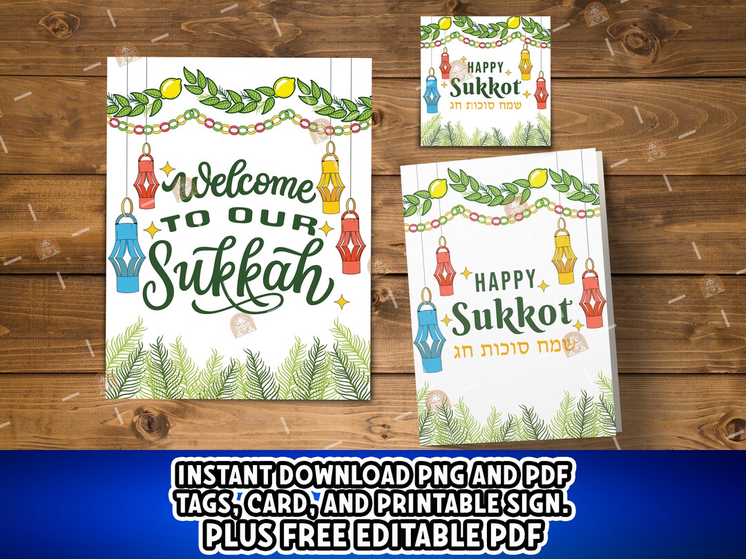 Happy Sukkot Set, Sukkot Printable Tag, Sukkot Gift Card, Sukkot Card ...
