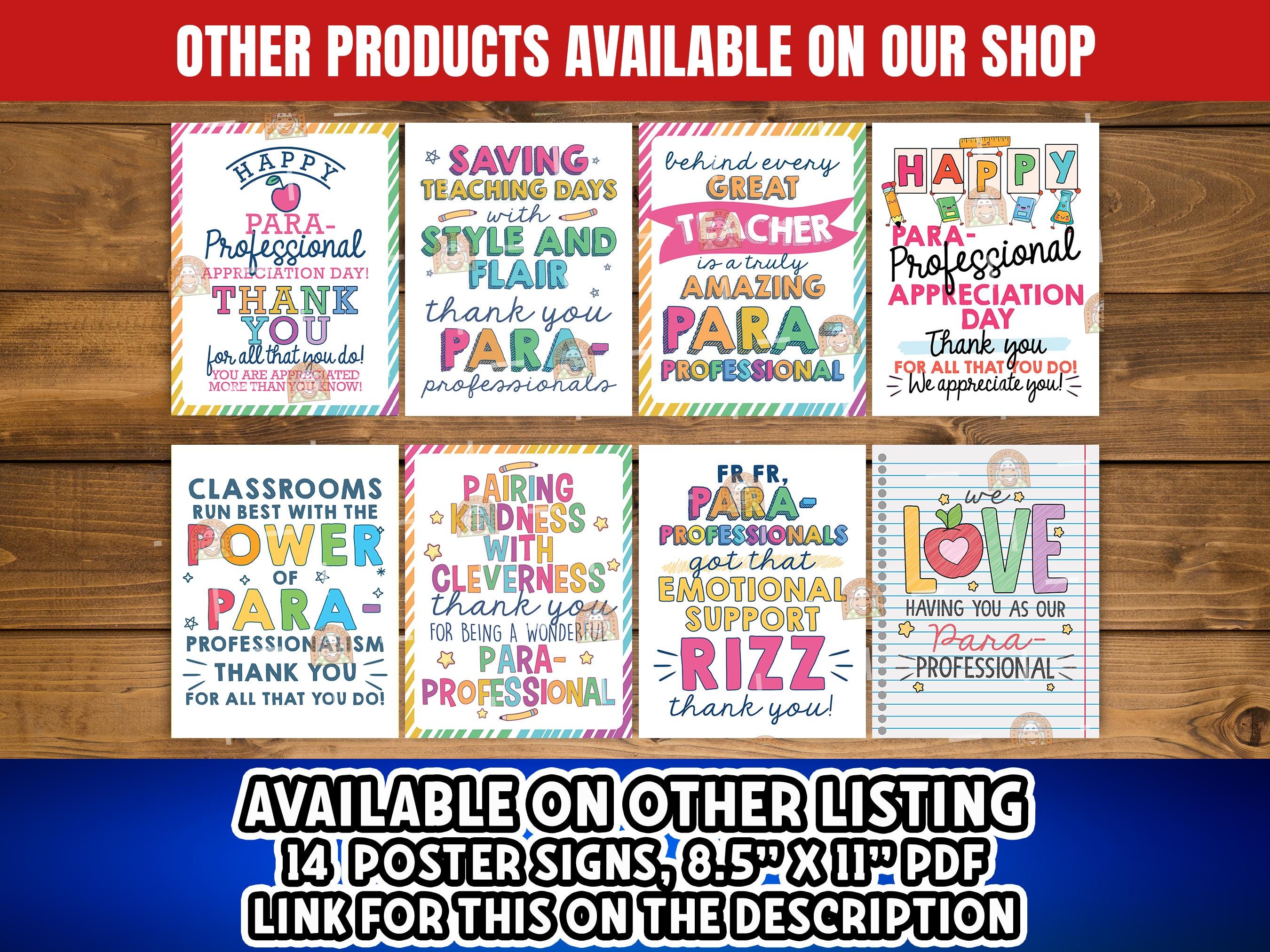 Paraprofessional Day Gift Printable, Para Professional Day Card ...