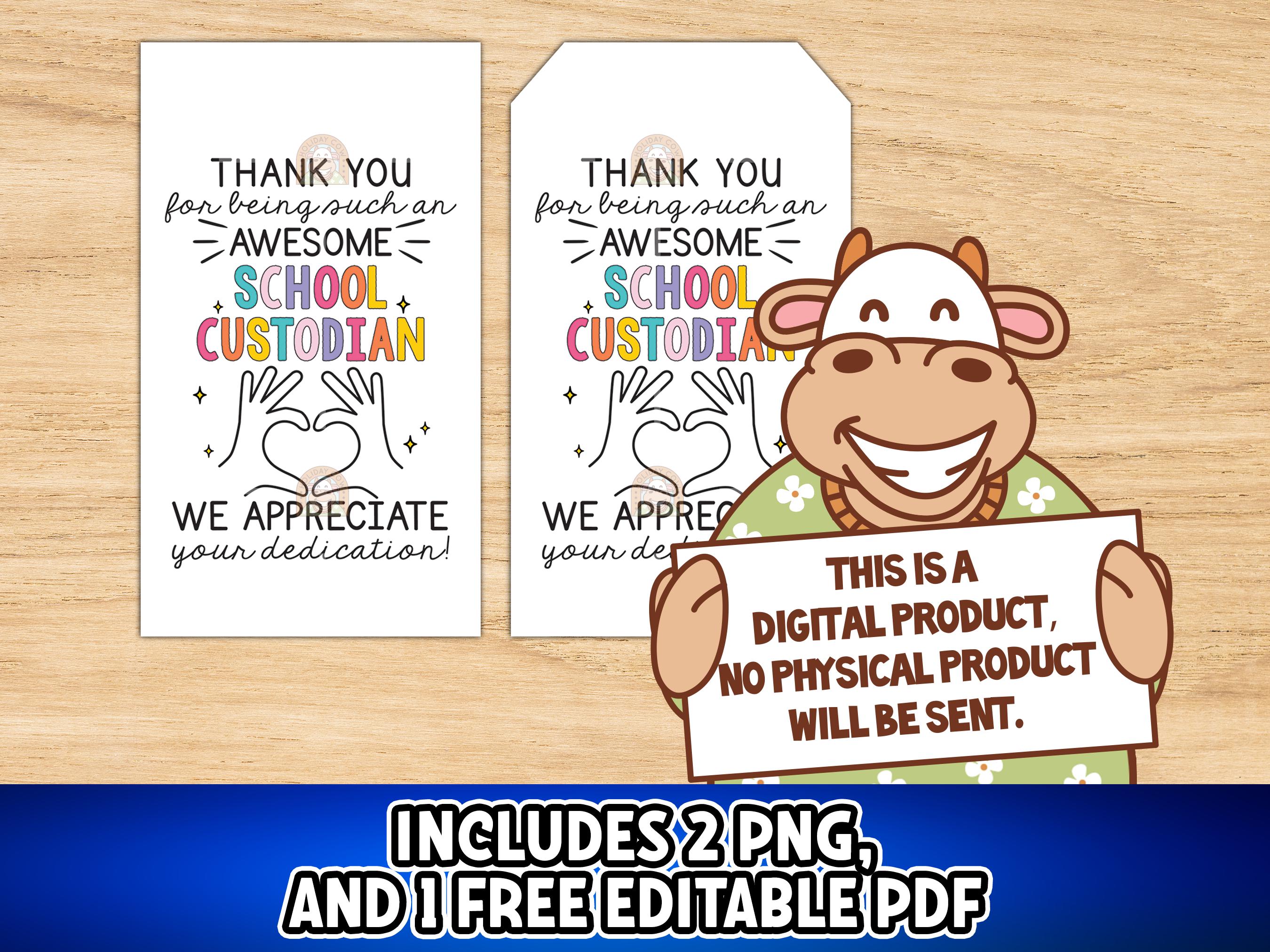 School Custodian Gift Tag, Printable School Custodian Appreciation ...