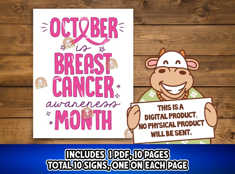 Breast Cancer Awareness Month Sign Printable, Breast Cancer Support ...