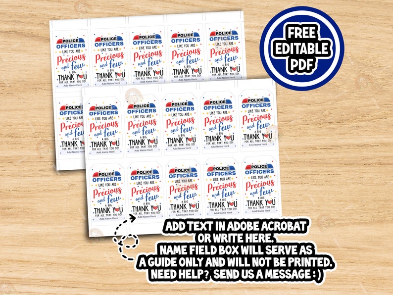 Police Week Tags Printable, National Police Officers Week Gift Tag ...