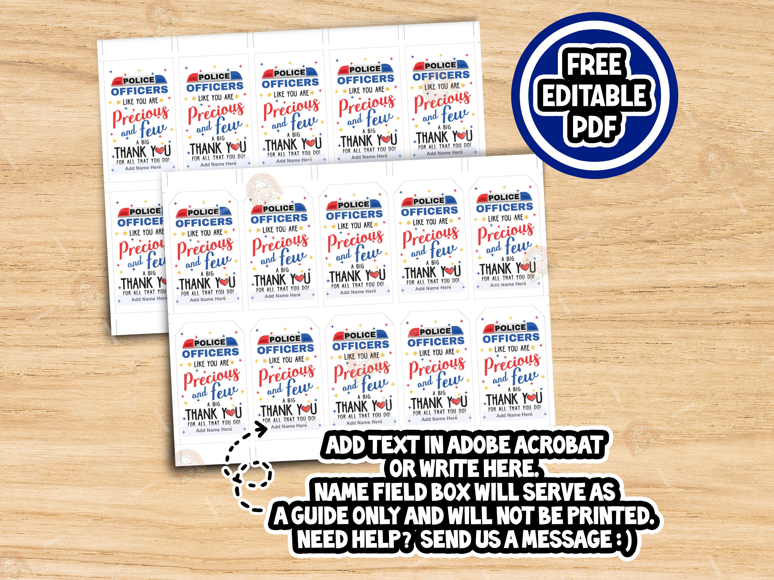 Police Week Tags Printable, National Police Officers Week Gift Tag ...