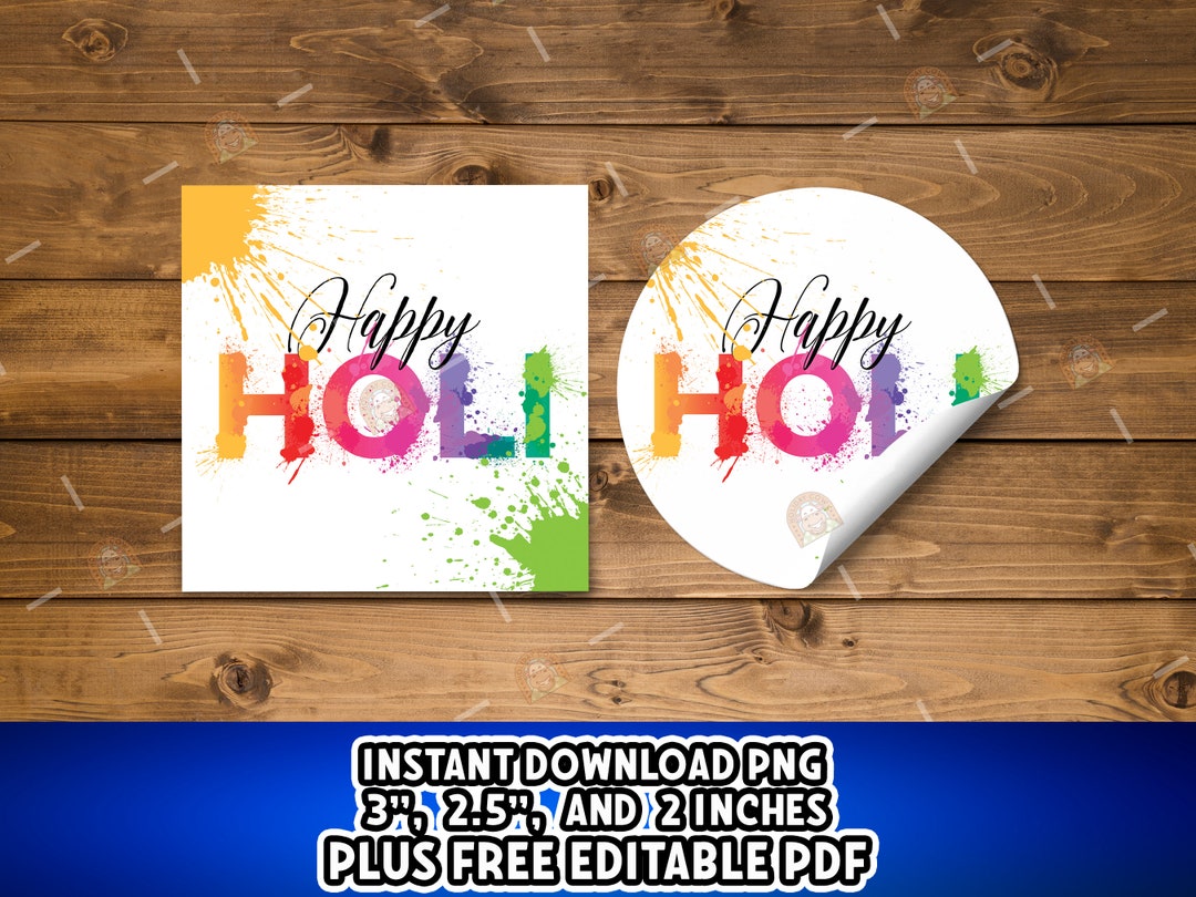 Holi Tags, Printable Happy Holi Tags, Festival of Colors Gift Tags ...