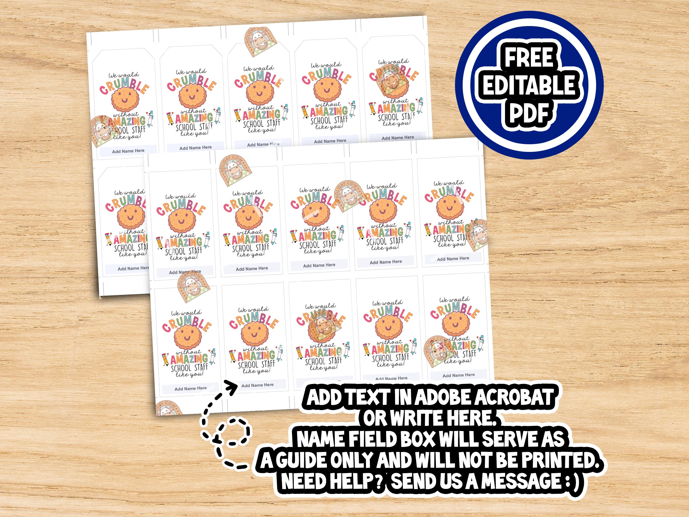 School Staff Gift Tag Printable, Classified School Employee Week Tag ...