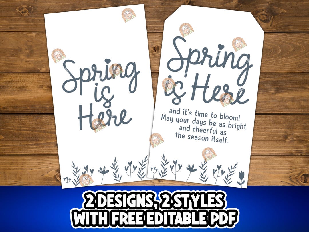 Printable Spring Gift Tag, Hello Spring Cookie Tag, Minimalist Spring ...