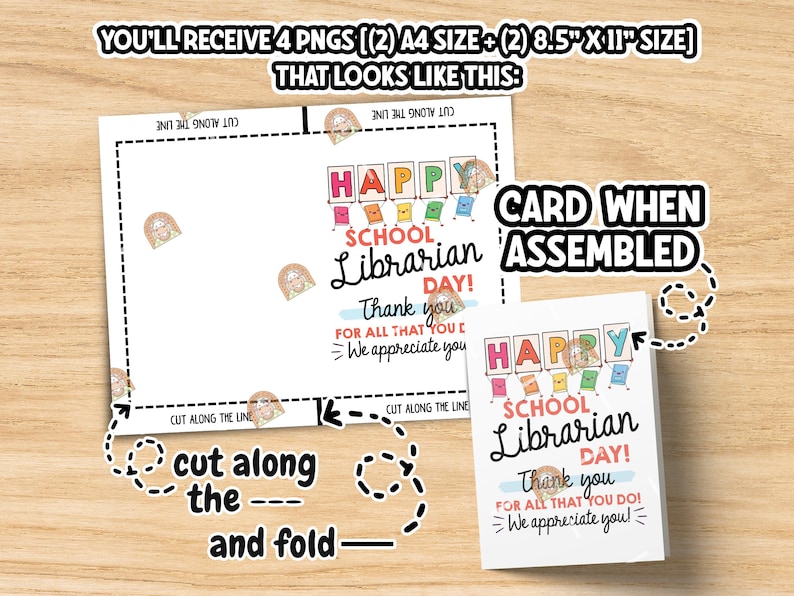 School Librarian Day Gift, Printable School Librarian Day Card, Thank ...
