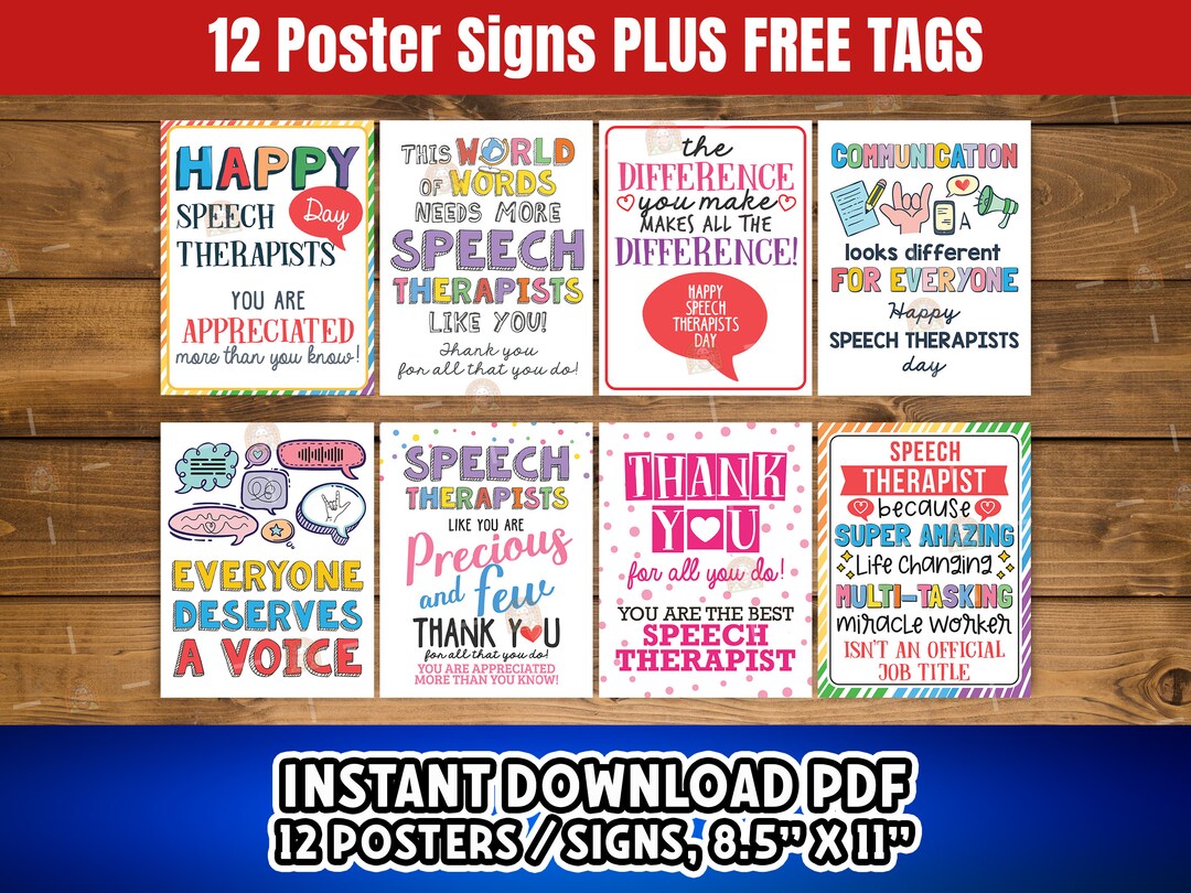 Speech Therapist Signs Bundle Printable, Therapist Day Poster ...