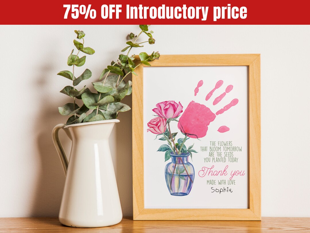 Teacher Appreciation Gift Kids Handprint Art, Printable DIY Gift From ...