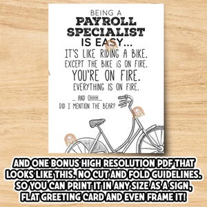 Payroll Specialist Card Printable, National Payroll Week Gift, Payroll ...
