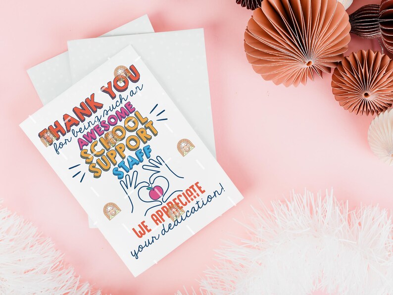 School Support Staff Card Printable, Thank You School Support Staff ...