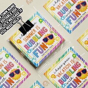 End of School Year Tags for Bubbles Printable, Summer Vacation Tag for ...