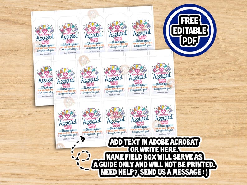 Assisted Living Week Tag Printable, National Assisted Living Week Gift ...
