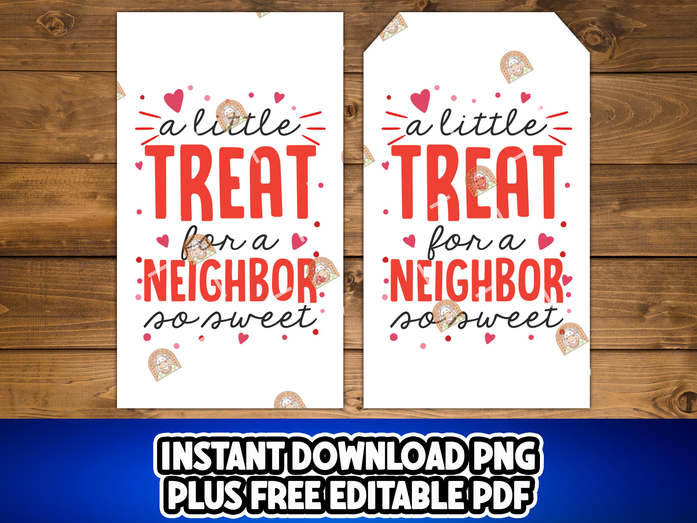 Valentines Neighbor Gift Tag, Printable Thank You Neighbor Valentine ...
