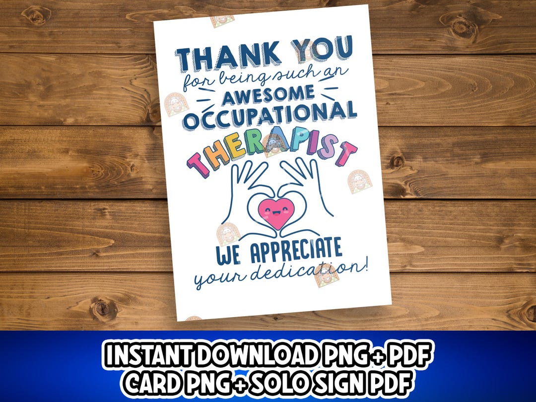 Printable Occupational Therapist Gift, OT Card, Occupational Therapy ...