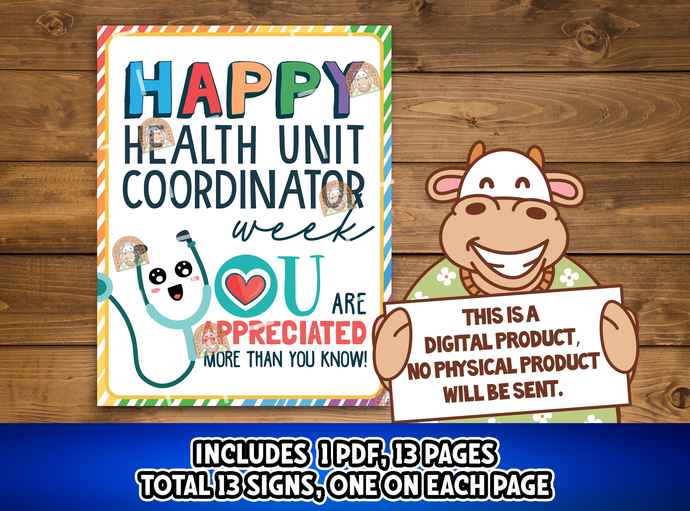 Health Unit Coordinator Week Signs Printable, HUC Week Poster, HUC Week ...