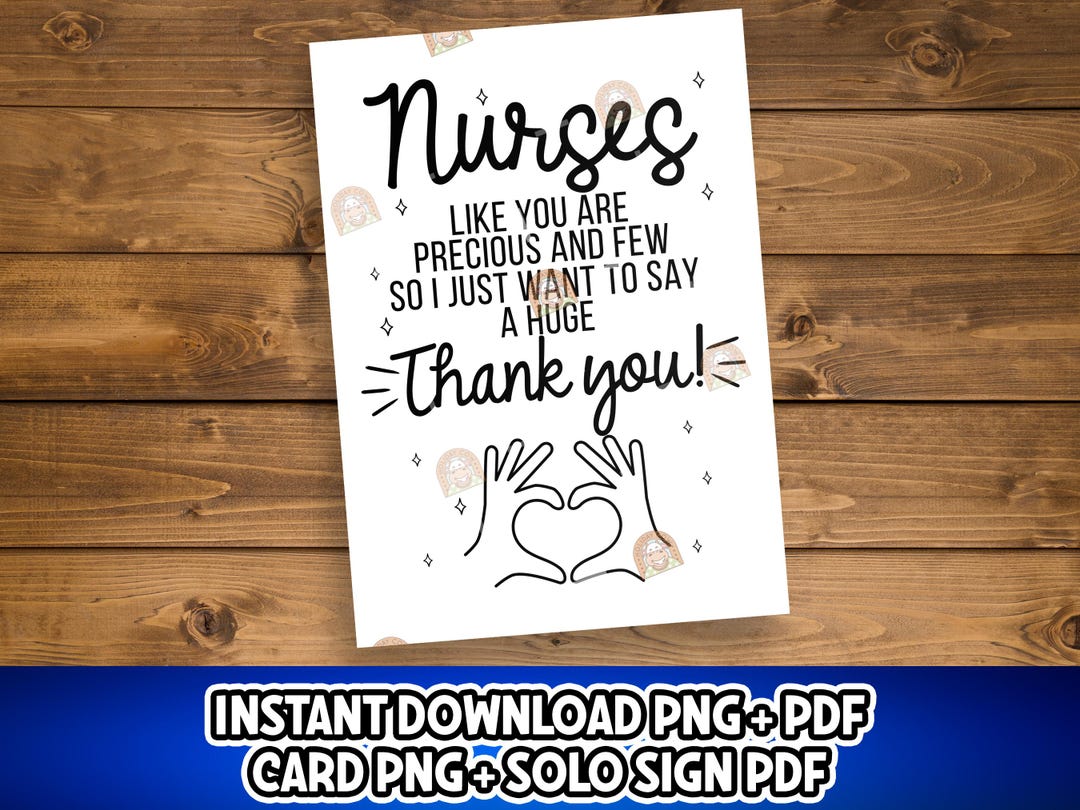 Nurse Gift, Printable Nurse Thank You Sign, Happy Nurses Week Gift for ...