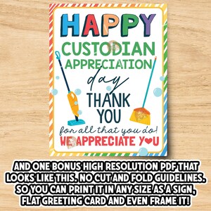 Custodian Day Card Printable, Custodian Appreciation Gift, Thank You ...