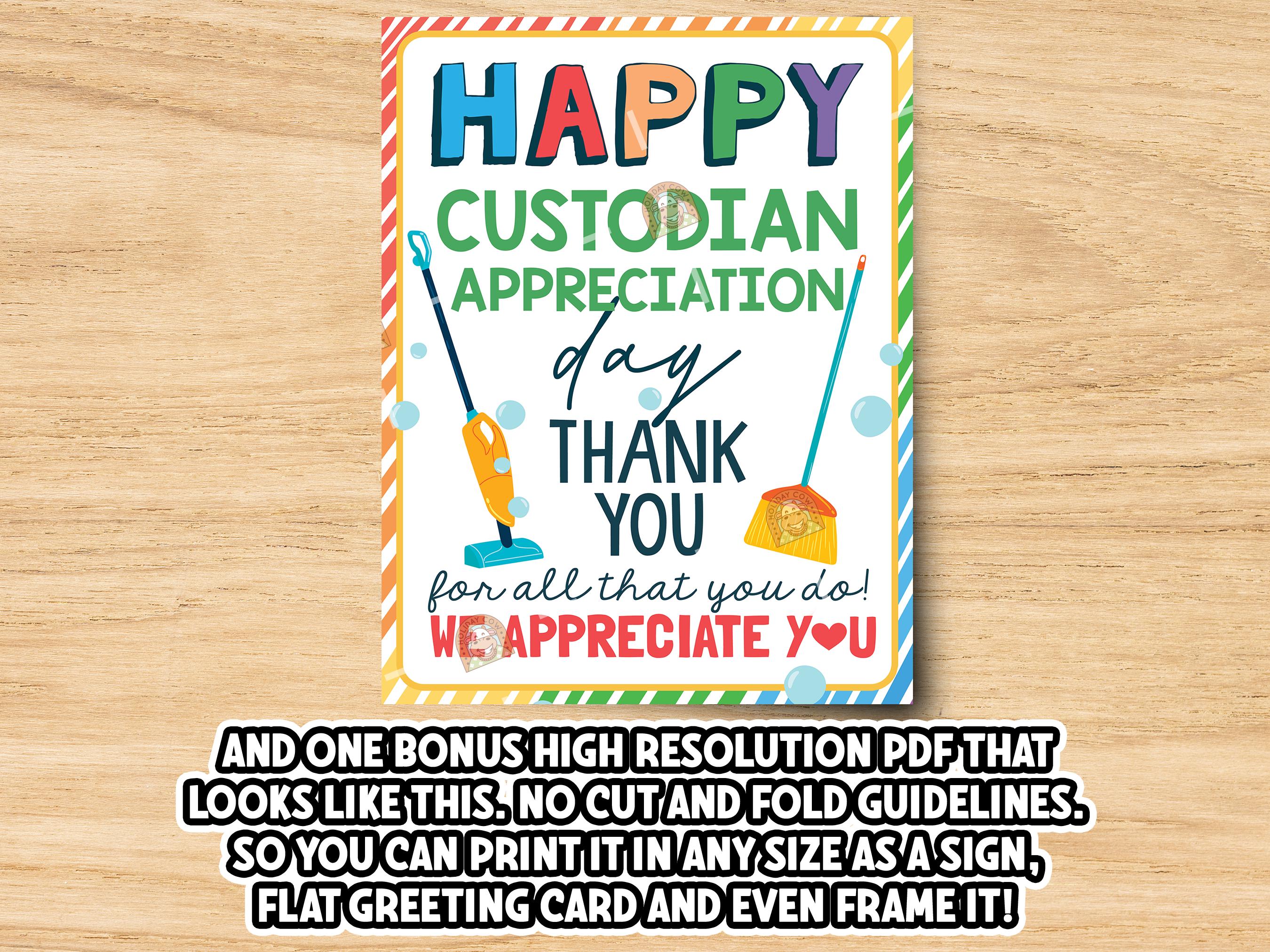 Custodian Day Card Printable, Custodian Appreciation Gift, Thank You ...