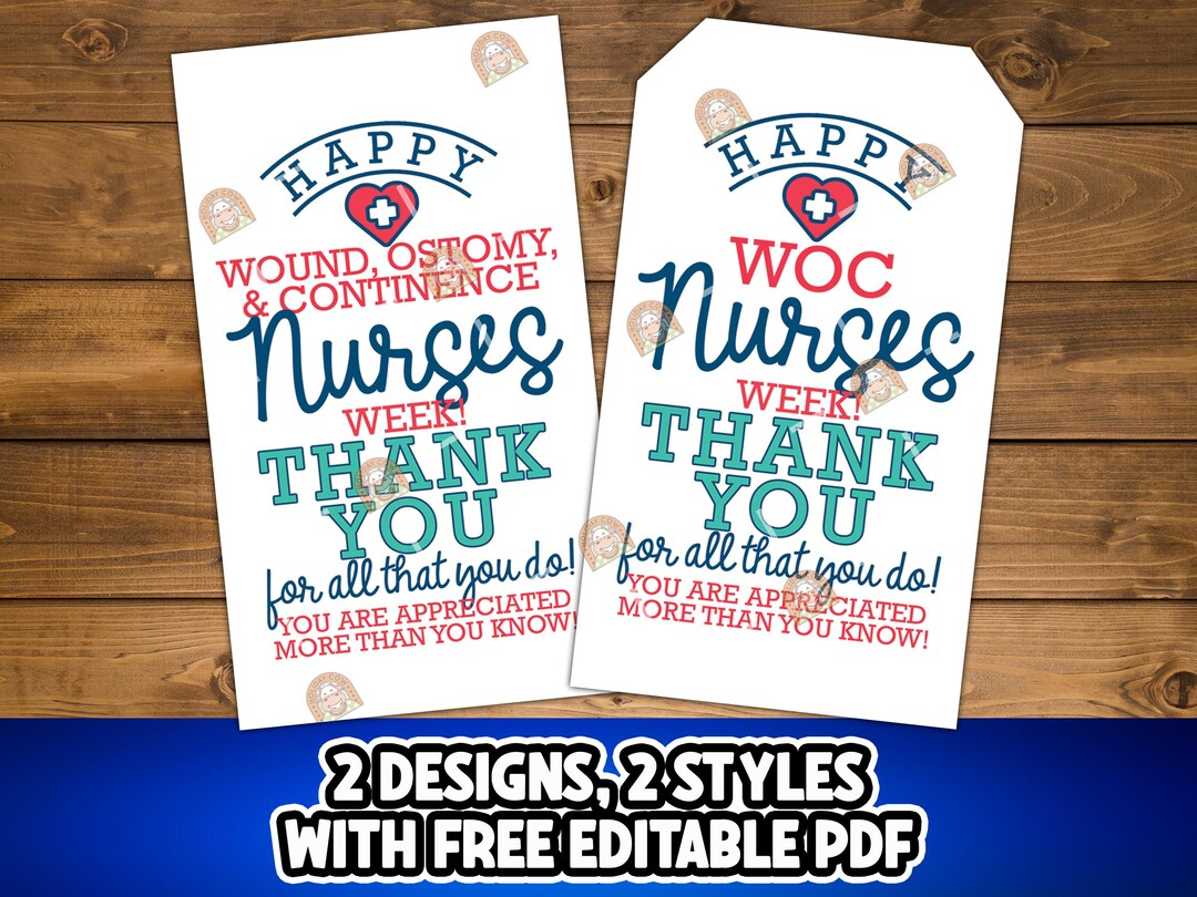 WOC Nurses Week Gift Tag Printable, WOC Nurse Appreciation Tag, Wound ...