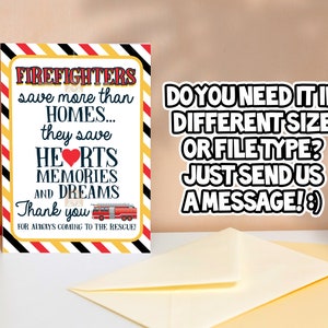 Firefighters Card, Firefighter Gift Printable, International ...