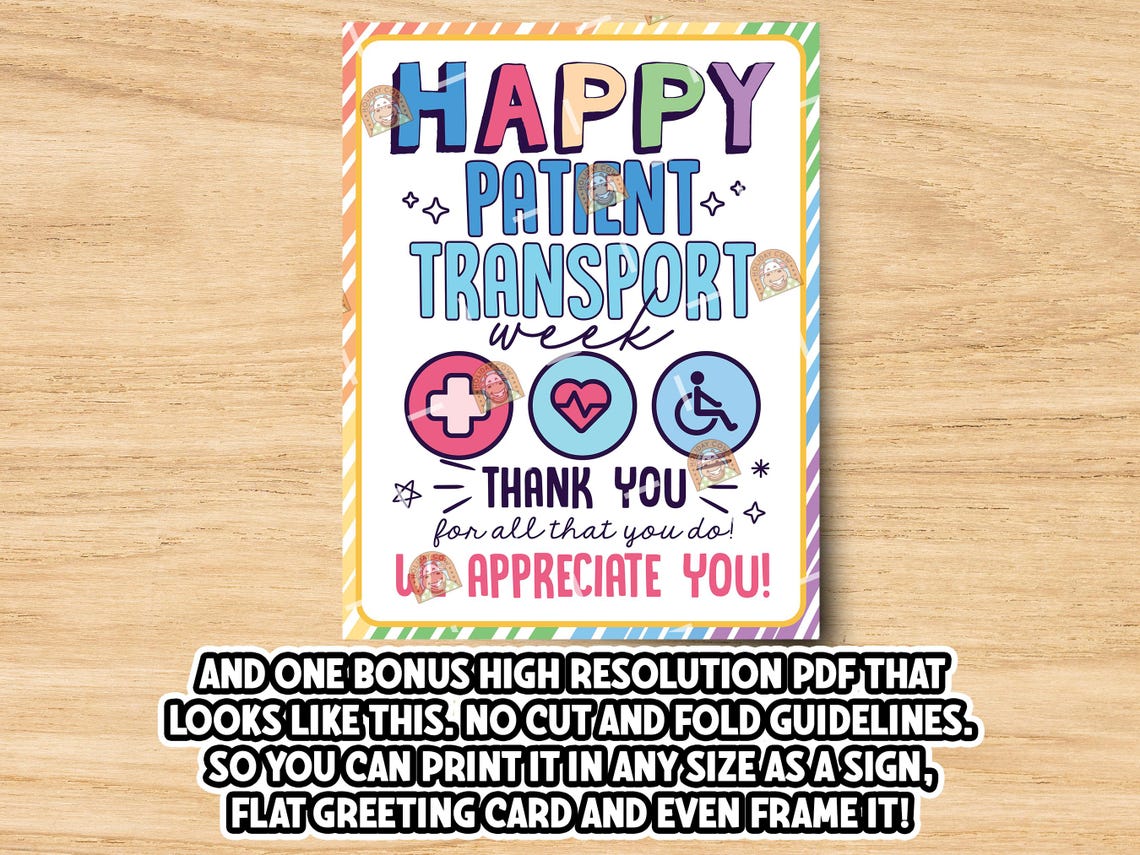Patient Transport Week Sign Printable, Patient Transporter Thank You ...