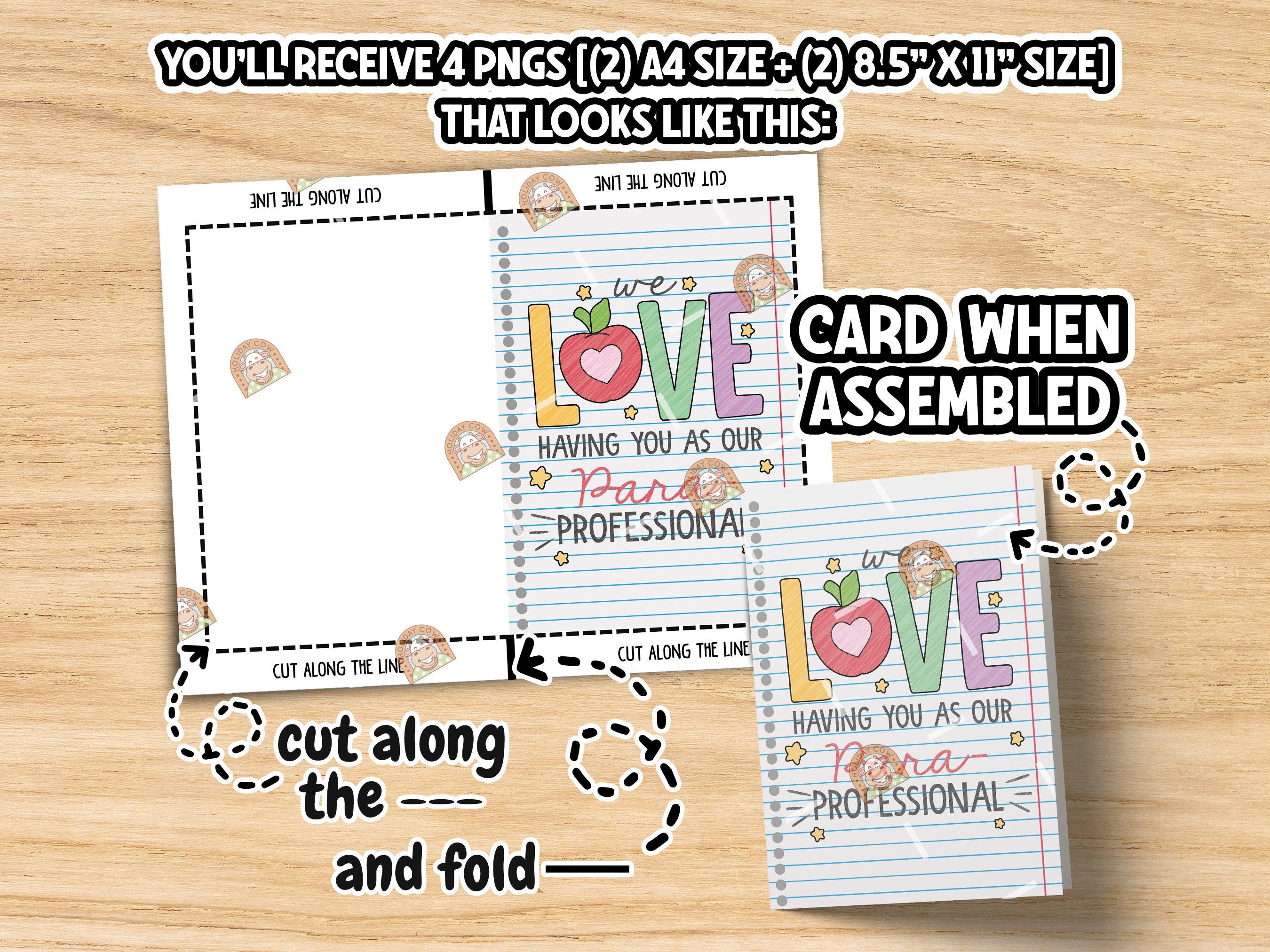 Paraprofessional Gift, School Paraprofessional Card Printable, Para ...