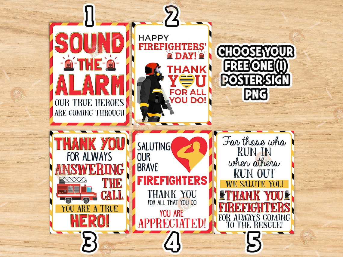 Personalized Firefighters Sign, Custom Firefighters Day Sign Printable ...