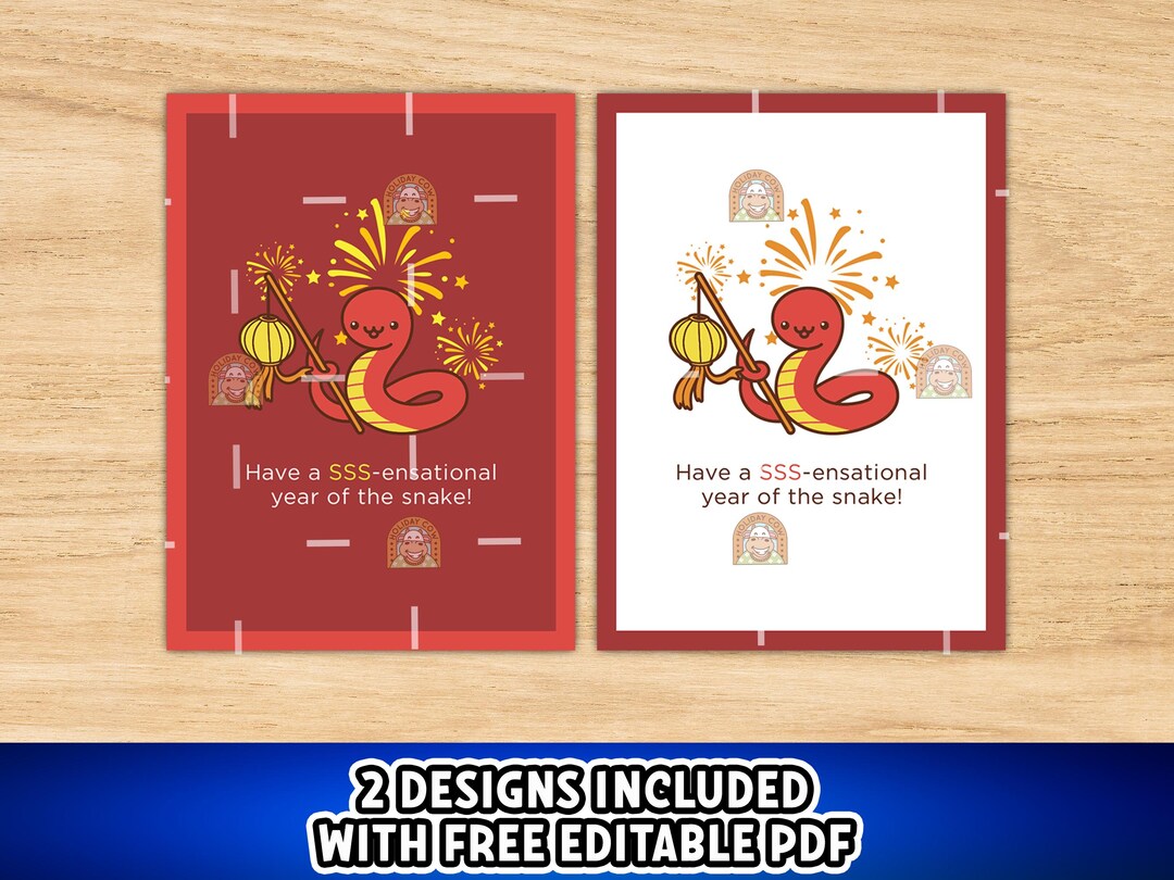 Lunar New Year 2025 Printable, Chinese New Year Snake Gift Tag, Year of ...
