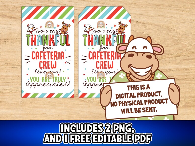 Printable Cafeteria Thank You Christmas Tag, Thankful for You Cafeteria ...
