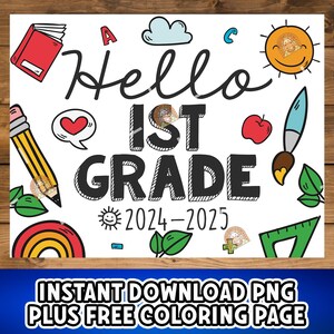First Day of 1st Grade Sign, First Day of School Sign Printable, Back ...