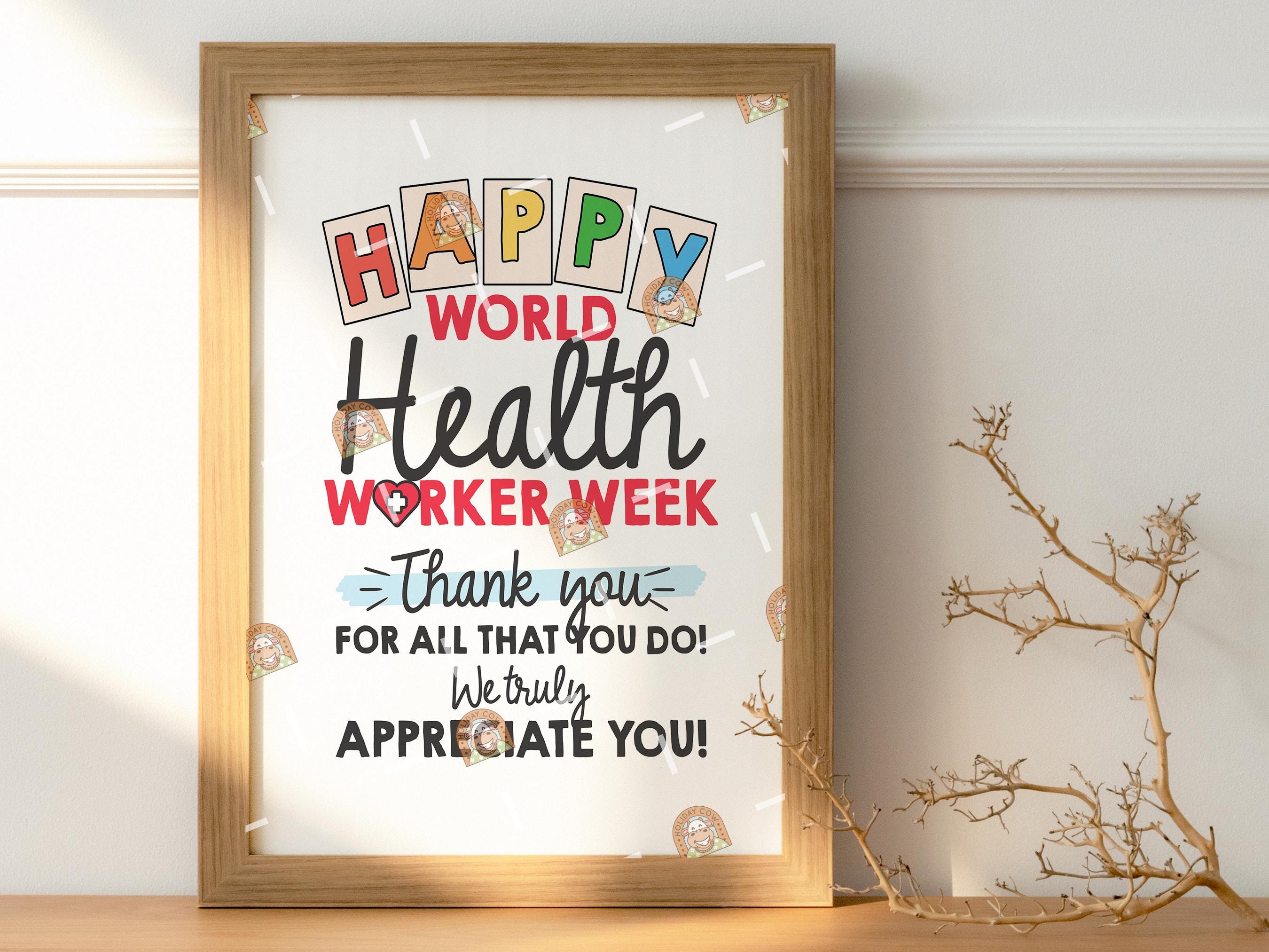Printable World Health Worker Week Card, Health Worker Thank You Sign ...