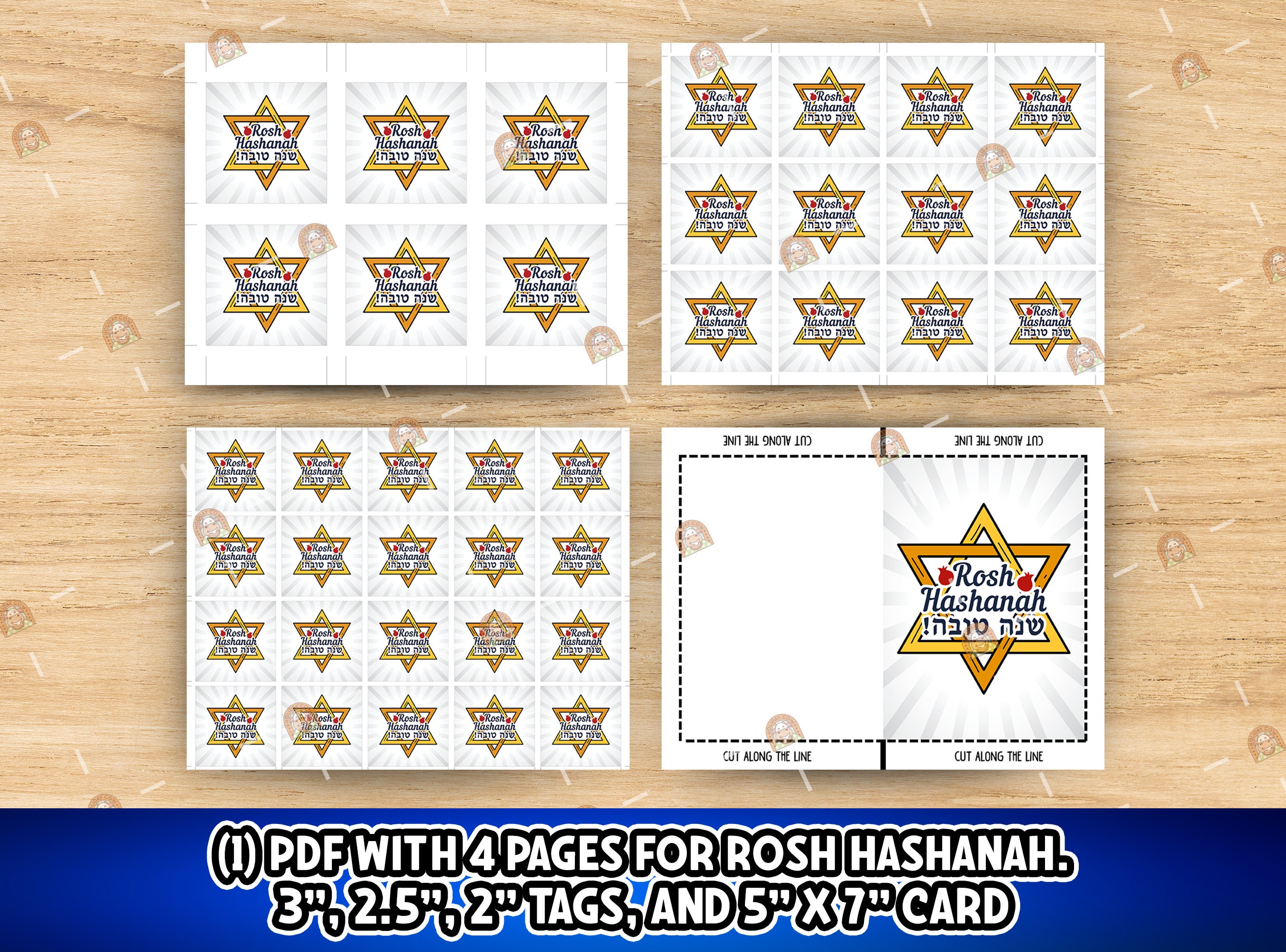Printable Rosh Hashanah Set, Shana Tova, Happy Hanukkah, Rosh Hashanah ...