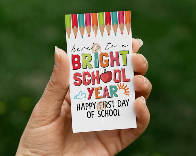 Here's to a Bright SCHOOL Year Printable Tag, Back to School Gift TAGS ...