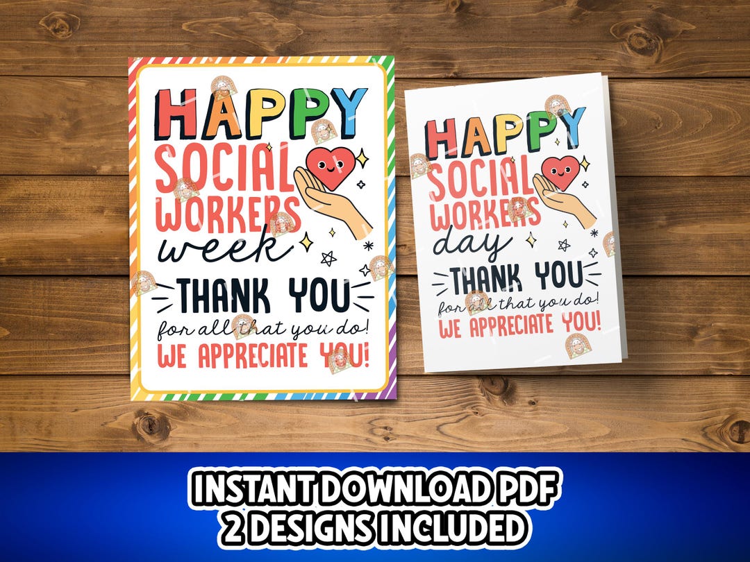 Social Workers Week Card Printable, Social Workers Day Sign, Social ...