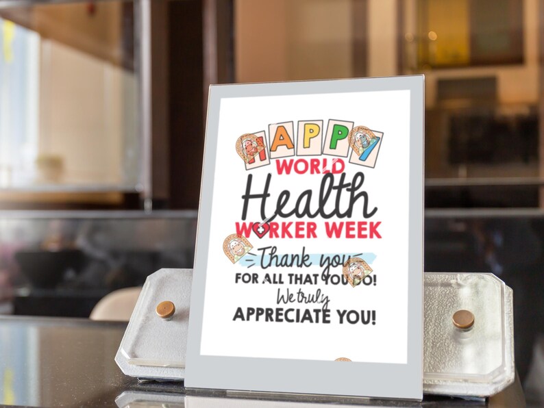 Printable World Health Worker Week Card, Health Worker Thank You Sign ...