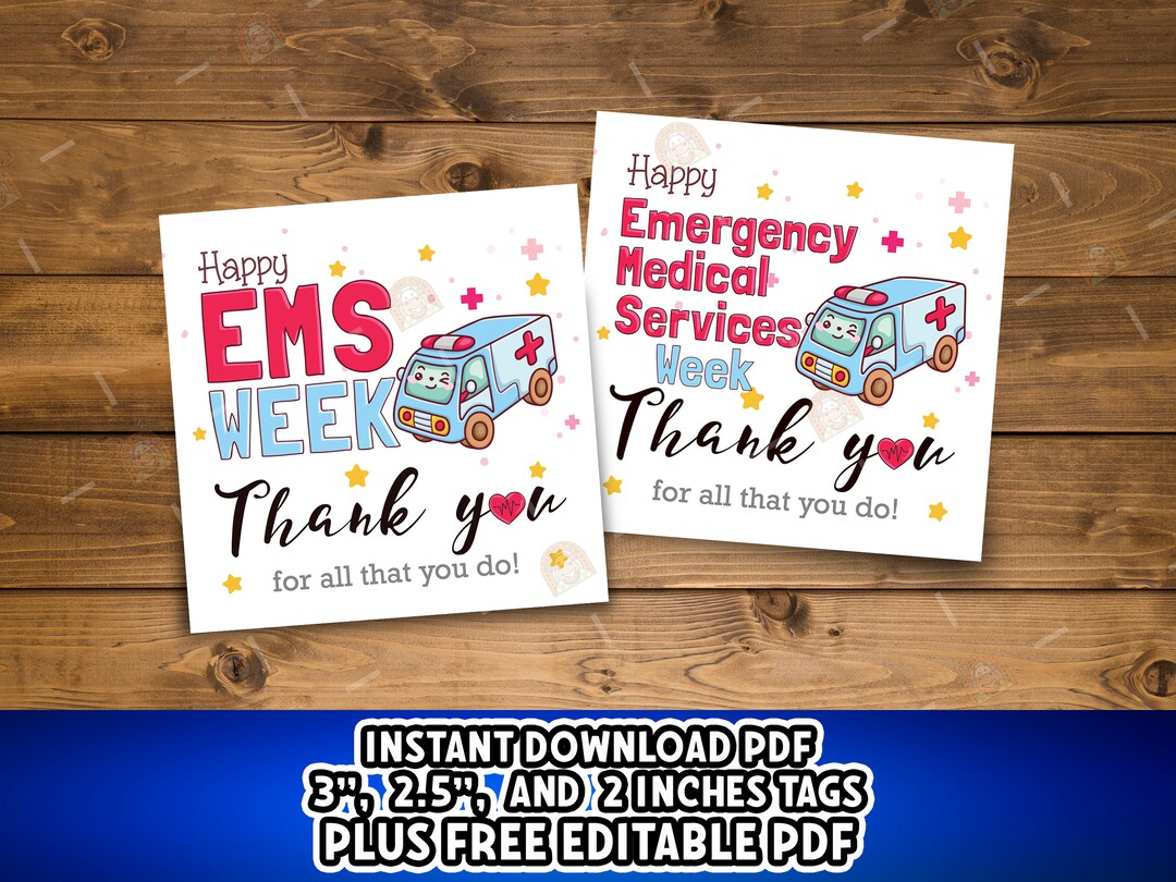 EMS Week Gift Tag, Ems Week Tag Printable, Ems Appreciation Tag ...