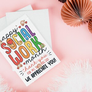 Printable Social Work Month Gift, Thank a Social Worker Card, Happy ...