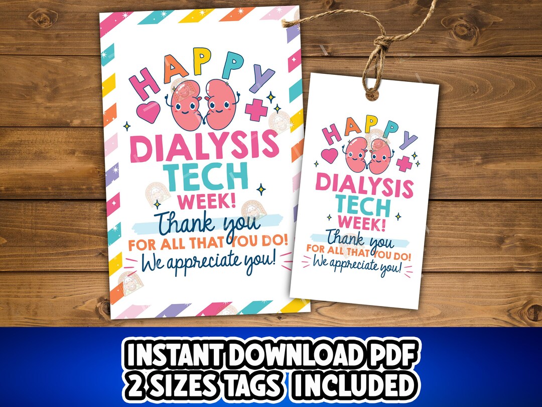 Dialysis Tech Week Gift Tag Printable, Dialysis Tech Gift Tag, Dialysis ...