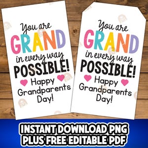 Grandparents Day Tag Printable, Grandparent Gift Tag From Grand ...