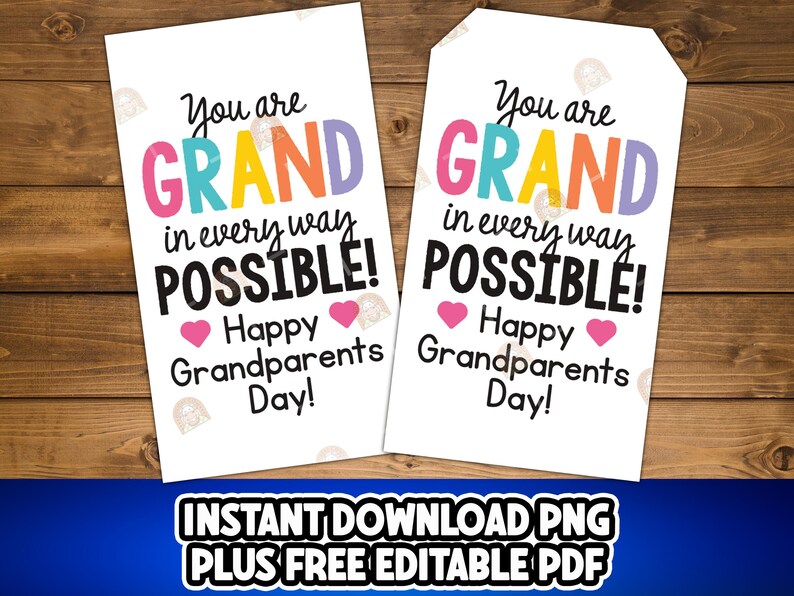 Grandparents Day Tag Printable, Grandparent Gift Tag From Grand ...