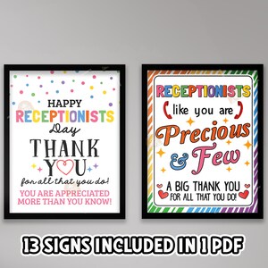 Receptionists Sign Bundle, Printable Happy Receptionists Day Poster ...