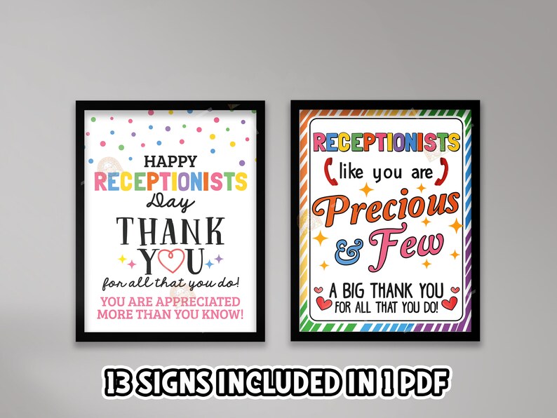 Receptionists Sign Bundle, Printable Happy Receptionists Day Poster ...