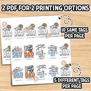 Fathers Day Tags Set, Funny Fathers Day Gift Tags Printable, Happy ...