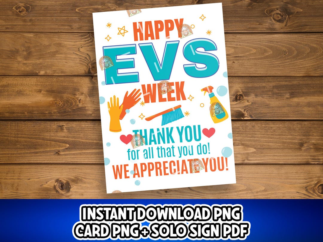 EVS Week Card Printable, National Healthcare Environmental Services Week Gift, EVS Week Gift ...