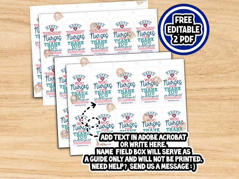 WOC Nurses Week Gift Tag Printable, WOC Nurse Appreciation Tag, Wound ...